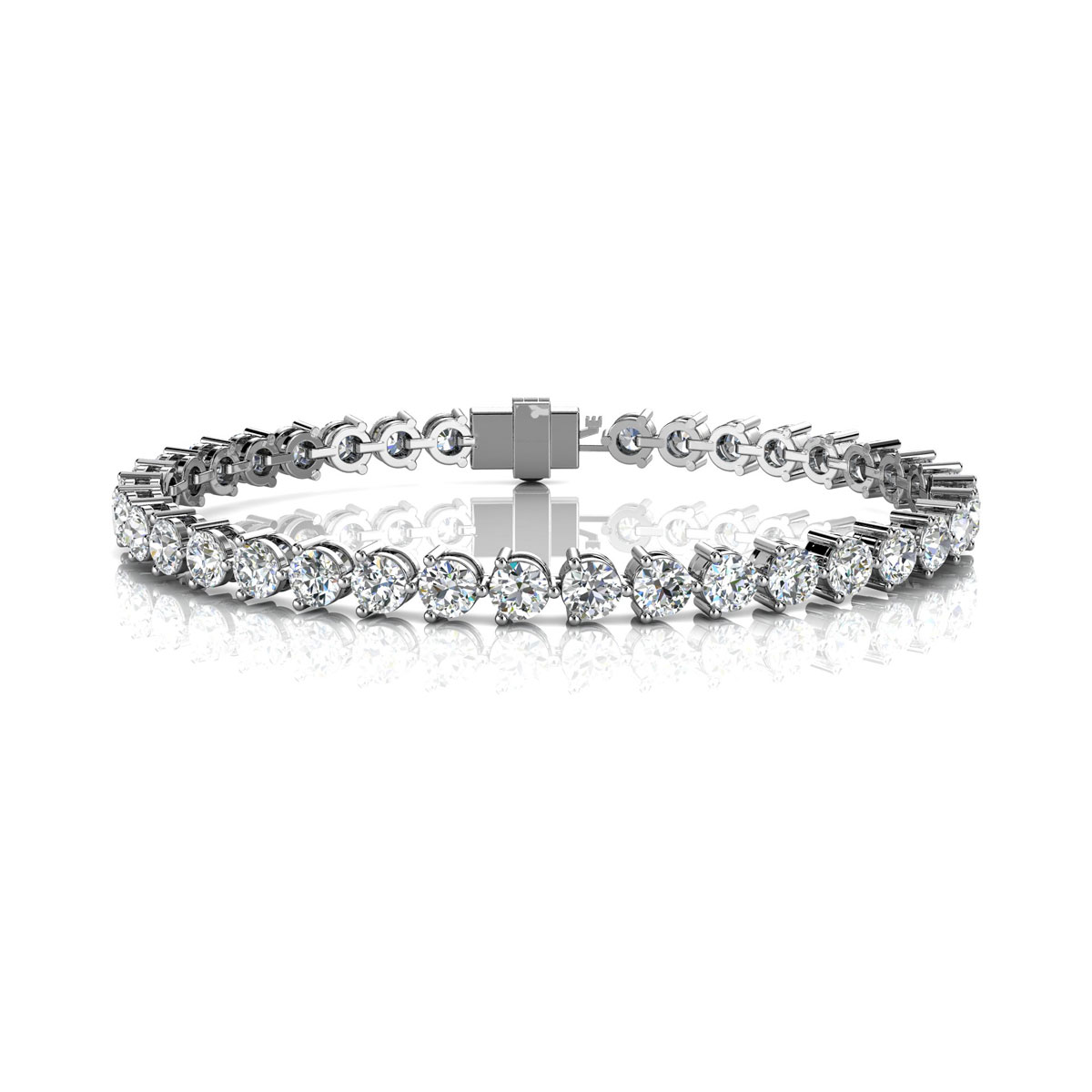 14k White Gold Three Prongs Lab Grown Diamond Tennis Bracelet 8 Ct Tw