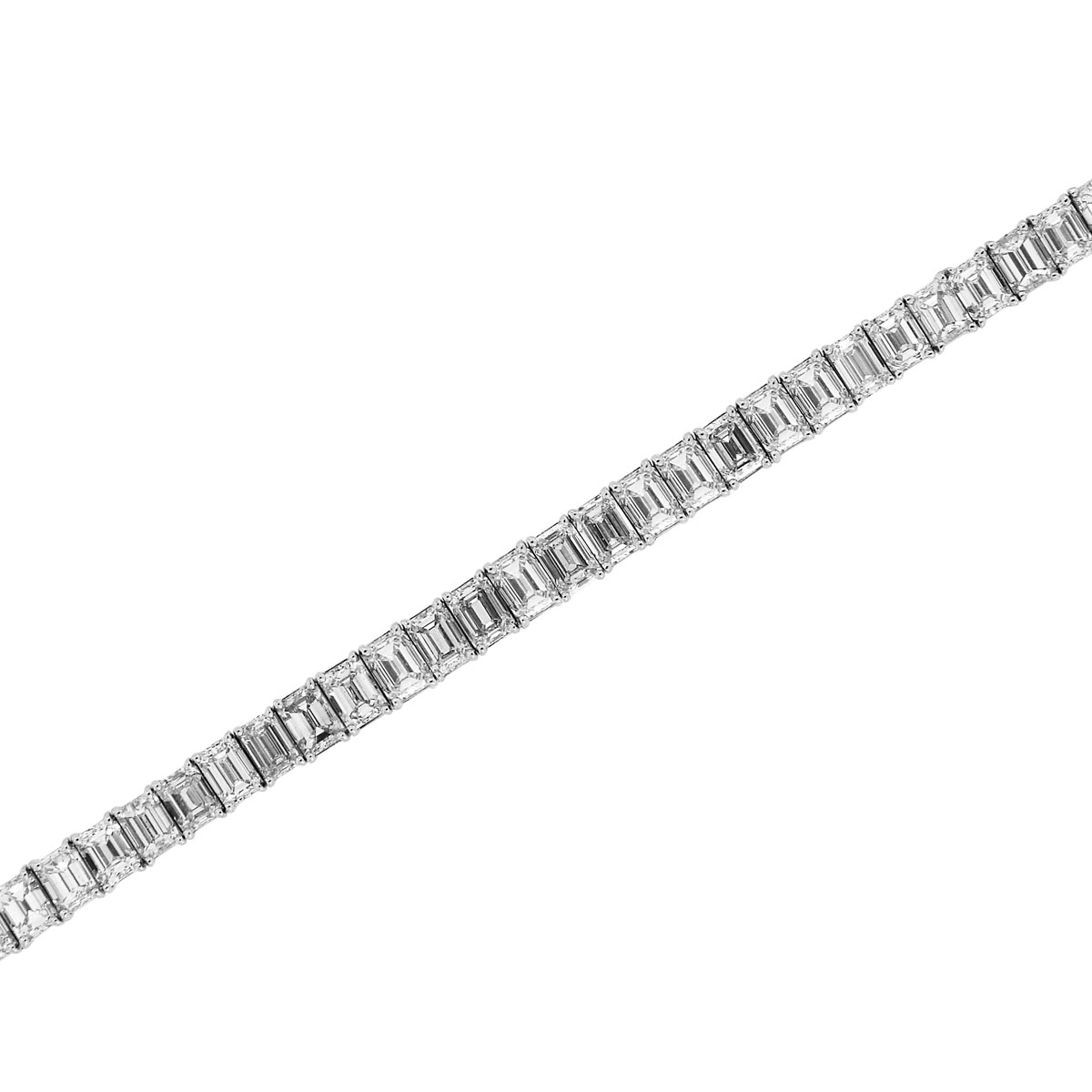 18k White Gold Emerald Lab Grown Diamond Tennis Bracelet 20 1 2 Ct Tw