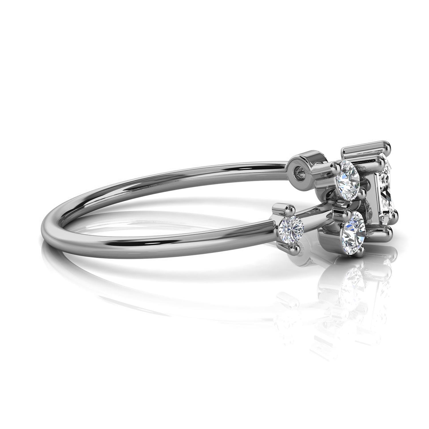 14K White Gold Dorota Petite Organic Princess Diamond Ring (1/2 ct. tw ...