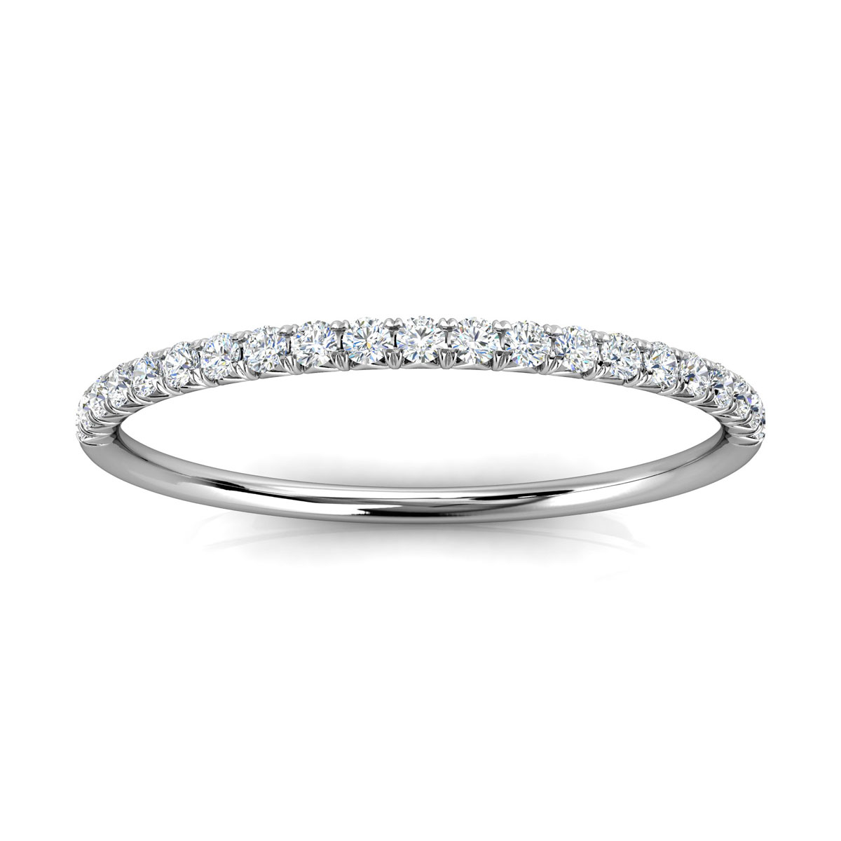14K White Gold Voyage Petite French Pave Diamond Ring (1/10 ct. tw ...